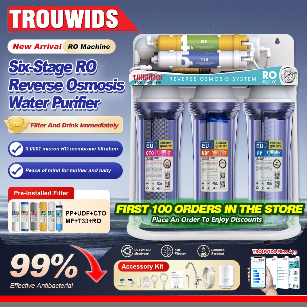 TROUWIDS RO Water Purifier 6PCS Water Filter 0.0001Micron Reverse ...
