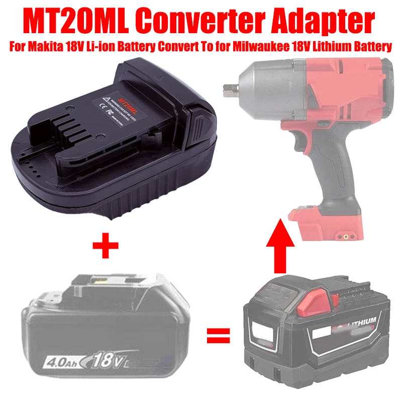 MT20ML Battery Adapter For Makita 18V Li-Ion Battery To for Milwaukee ...