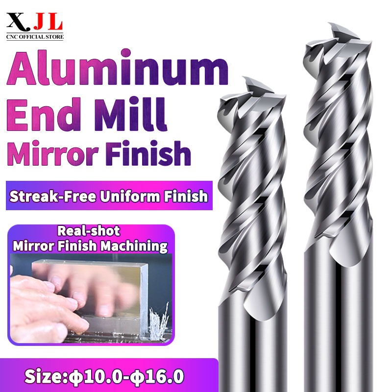 XJL Mirror Finish Carbide End Mill For Aluminum 3 Flute Milling Cutter ...