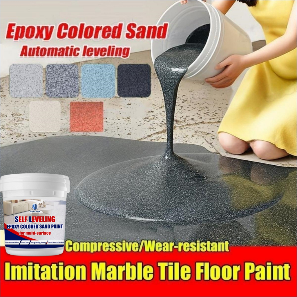5KG Self Leveling Epoxy Colored Sand Floor Paint Imitation Marble For ...