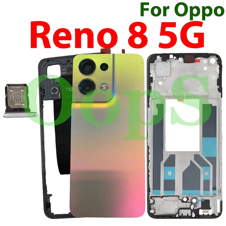 For Oppo Reno 8 5G CPH2359 LCD Front Frame Bezel Back Battery Cover ...