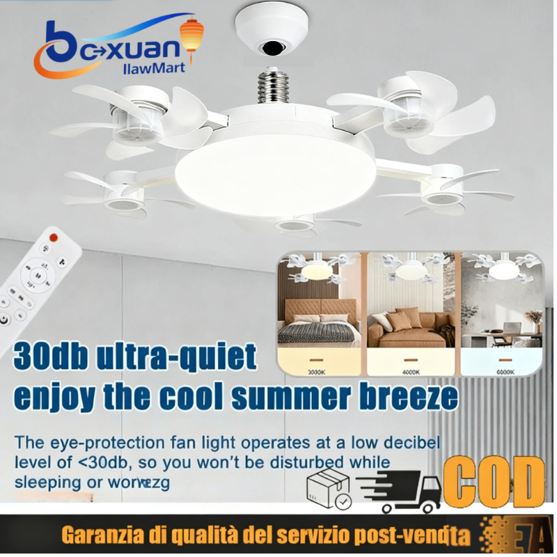 E27 Ceiling UAV Light Fan, E27 Socket – Multi-Head Drone Design, Remote ...