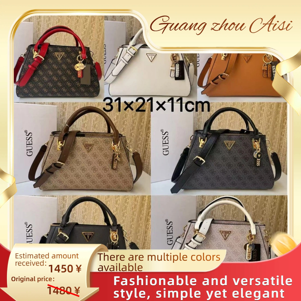 GUESS Printed shoulder strap handbag with long shoulder strap | Shopee ...