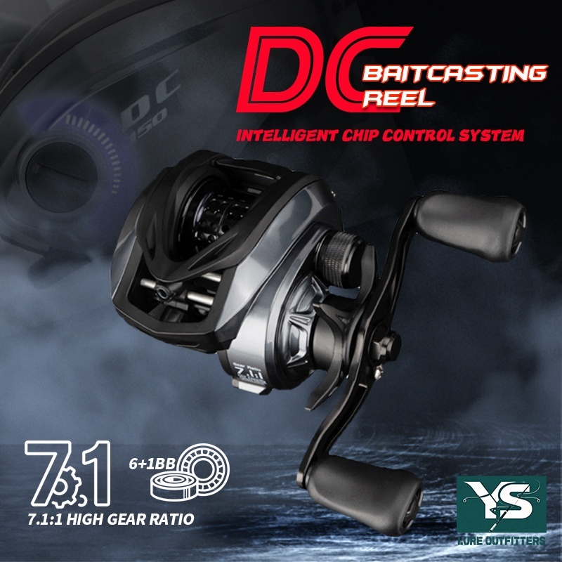 DC Electronic Brake Baitcasting Reel - 7.1:1 High Gear Ratio 6+1 ...