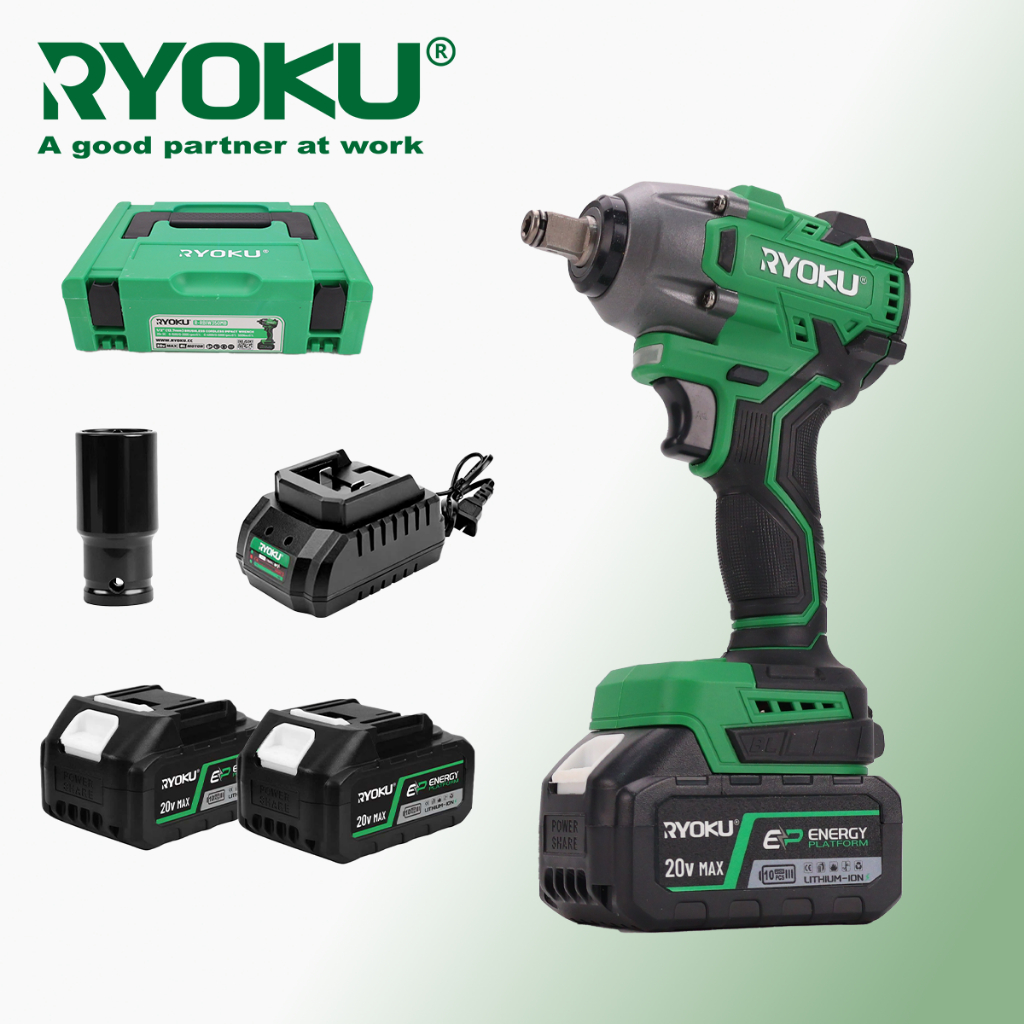 RYOKU Cordless Impact Wrench 500N.M Brushless Wrench With Toolbox ...