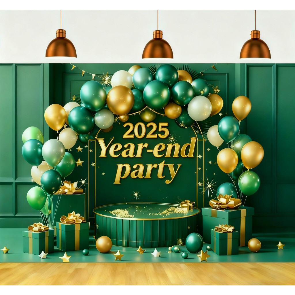 5x3ft Green Gold Happy year-end party Backdrop Banner Decoration year ...