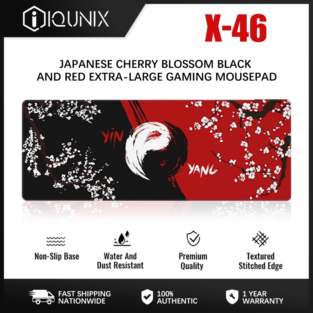 IQUNIX Japanese cherry blossom black and red gaming mouse pad, extra ...