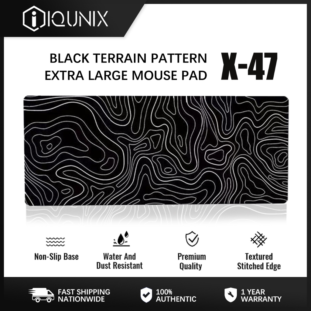 IQUNIX Large gaming terrain keyboard and mouse pad, black, with anti ...