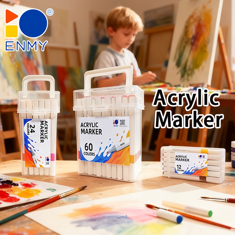 ENMY Art Acrylic Marker 12/24/60 Colors Large Capacity Square Box ...