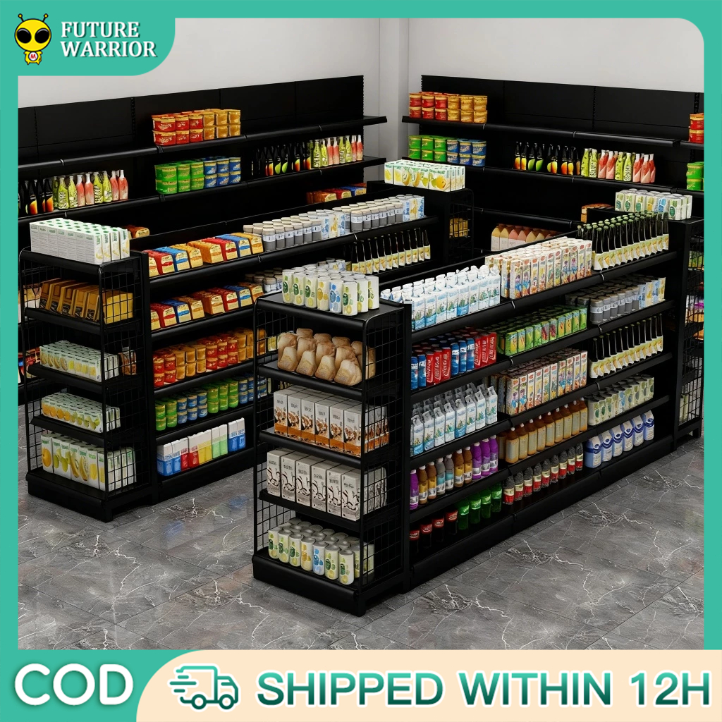 5 Tier Metal Shelving Supermarket Snack Rack Kitchen Multi Use Storage ...