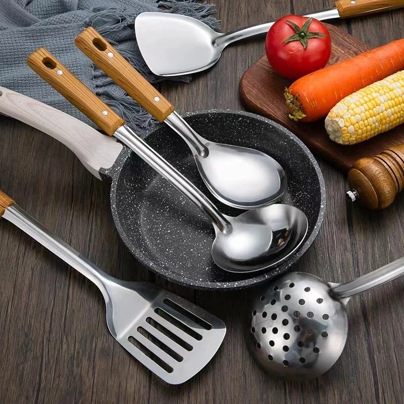 Stainless steel spatula frying spoon 5PCS set kitchen utensil set ...