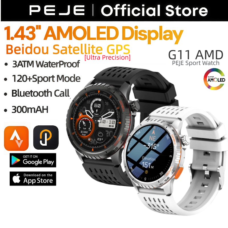 [PEJE G11AMD] SmartWatch GPS AMOLED 3ATM Waterproof Bluetooth Men ...
