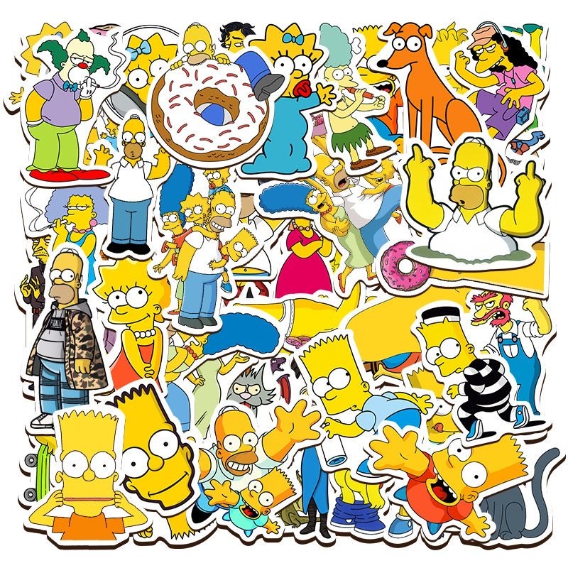 50 pcs/lot The Simpsons Stickers for Laptop Fridge Car Skateboard PVC ...