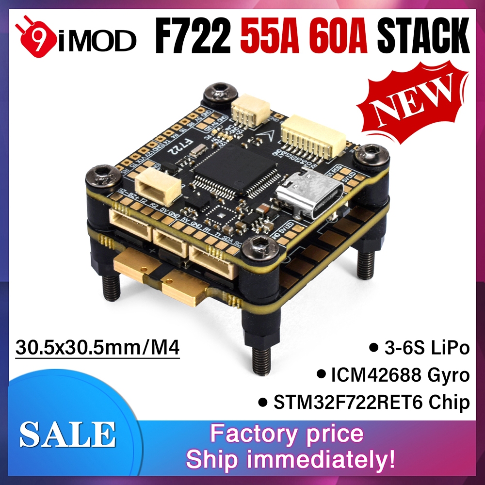9IMOD F722 Flight Stack F722 Flight Control 55A/60A ESC 3-6S For RC FPV ...