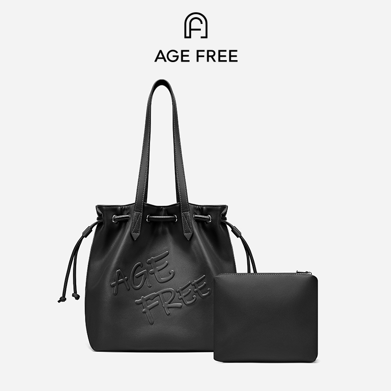 AGE FREE ANDY Bag Large Capacity Drawstring Shoulder Bag PU Leather ...