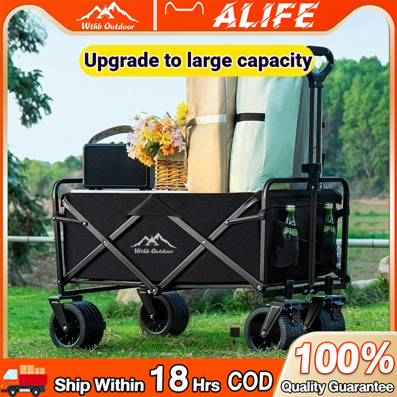 WTHB Camping Cart Trolley 160L All-Terrain Collapsible Outdoor Picnic ...