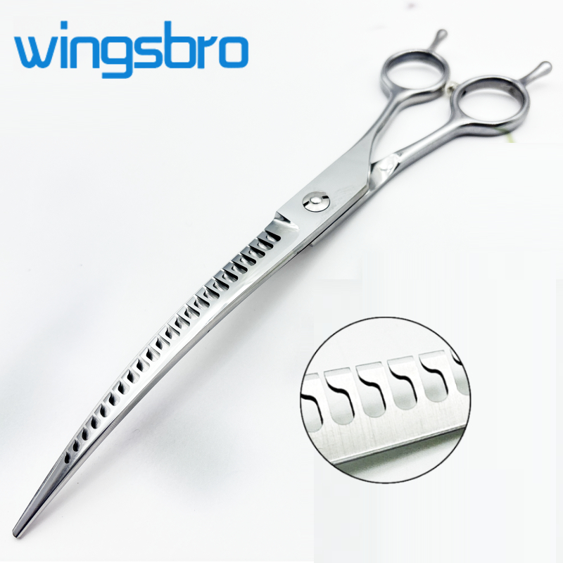 wingsbro 8 inch dog curved shark scissors, pet grooming thinning ...