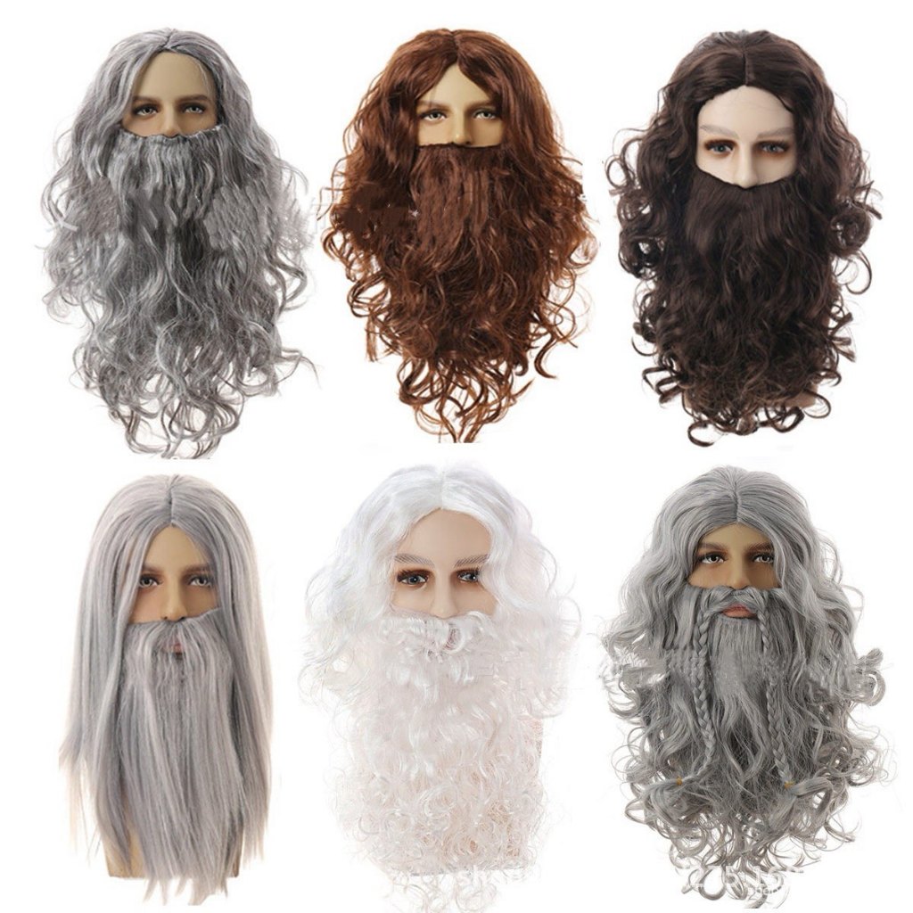 Christmas Show Wig Jesus Wig Beard Magician Wig Christmas Wig Beard Set ...