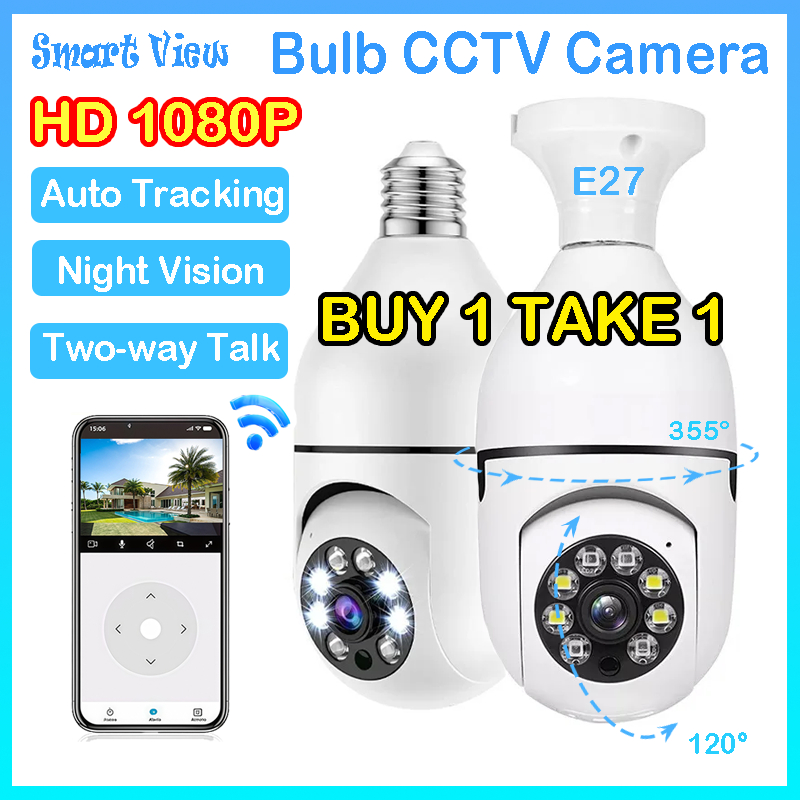 V380 Pro BULB 2.4G PTZ Camera Auto Tracking Night Vision 1080p Wireless ...