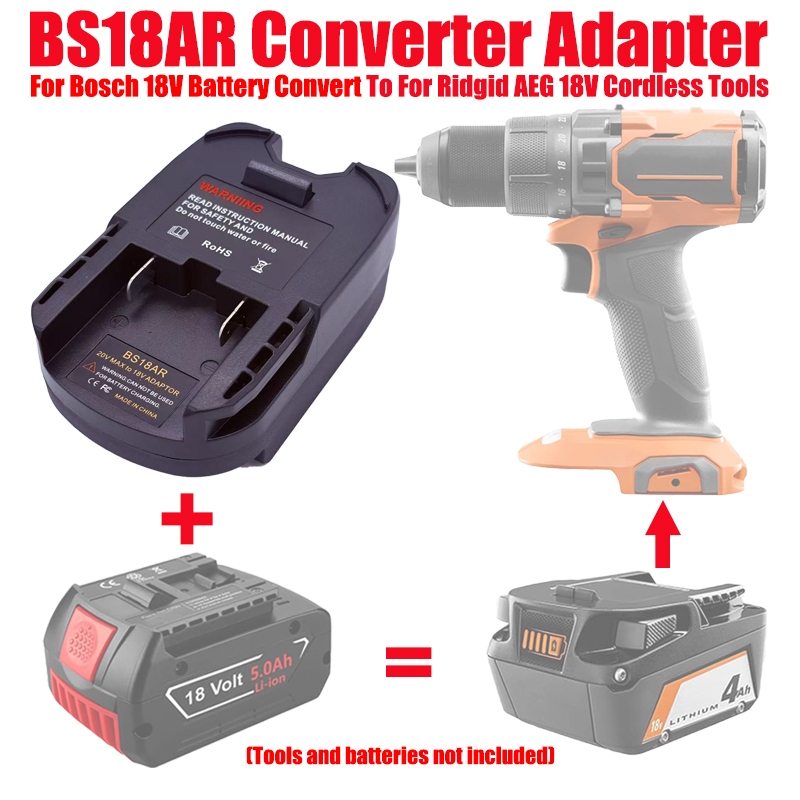 BS18AR Adapter for For Bosch 18V Li-ion Battery To for RIDGID/AEG 18V ...