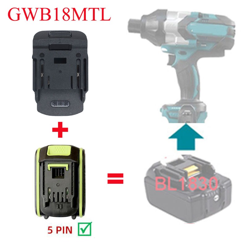 Battery Adapter GWB18MTL for Worx Green 5-Pin 20V Lithium Battery To ...