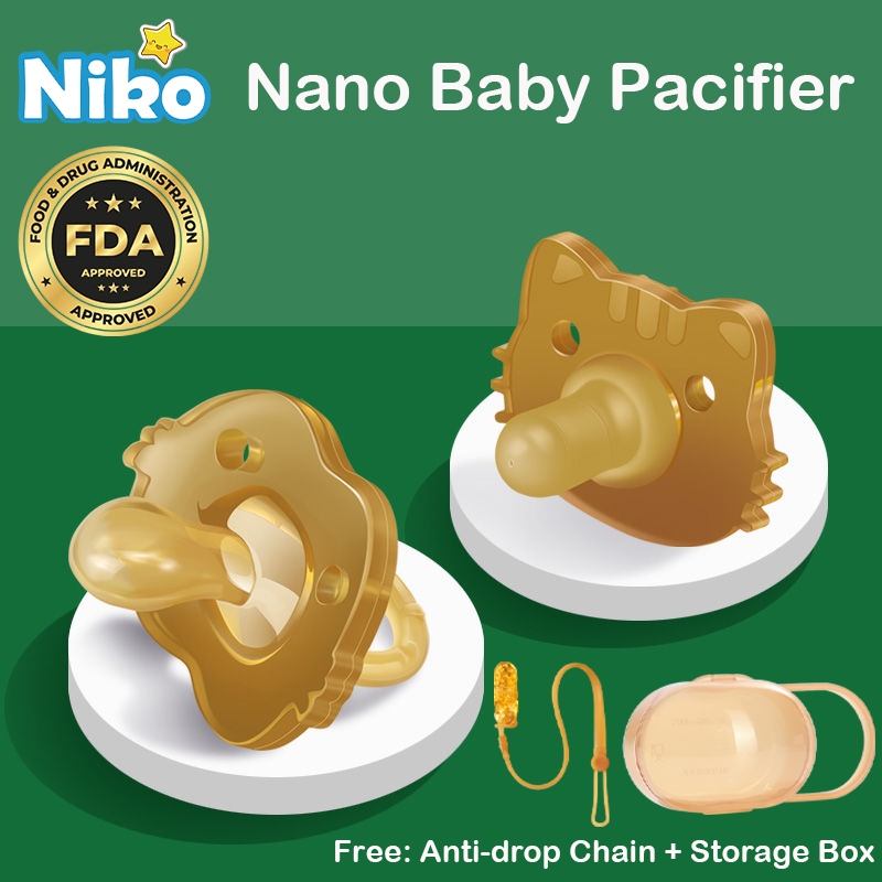 NIKO 3pcs Baby Pacifier Set Soft Silicone Newborn Nano Pacifier Anti ...