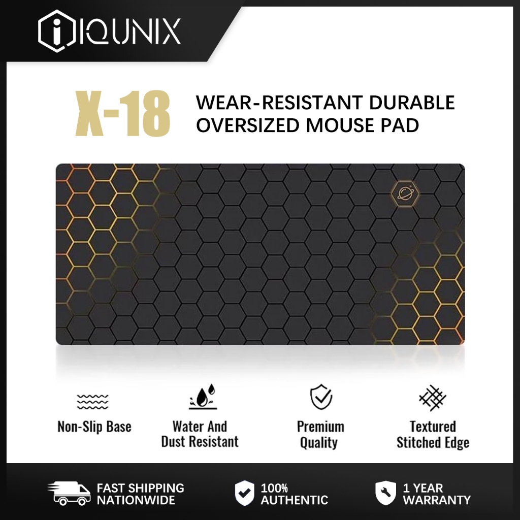 IQUNIX X-18 Desktop Mouse Pad, Black with Gold Honeycomb Technology ...