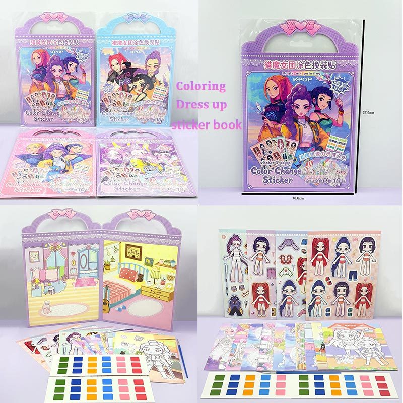 Funny KPop Demon Hunters Coloring Book Dress Up Stickers For Kids DIY ...