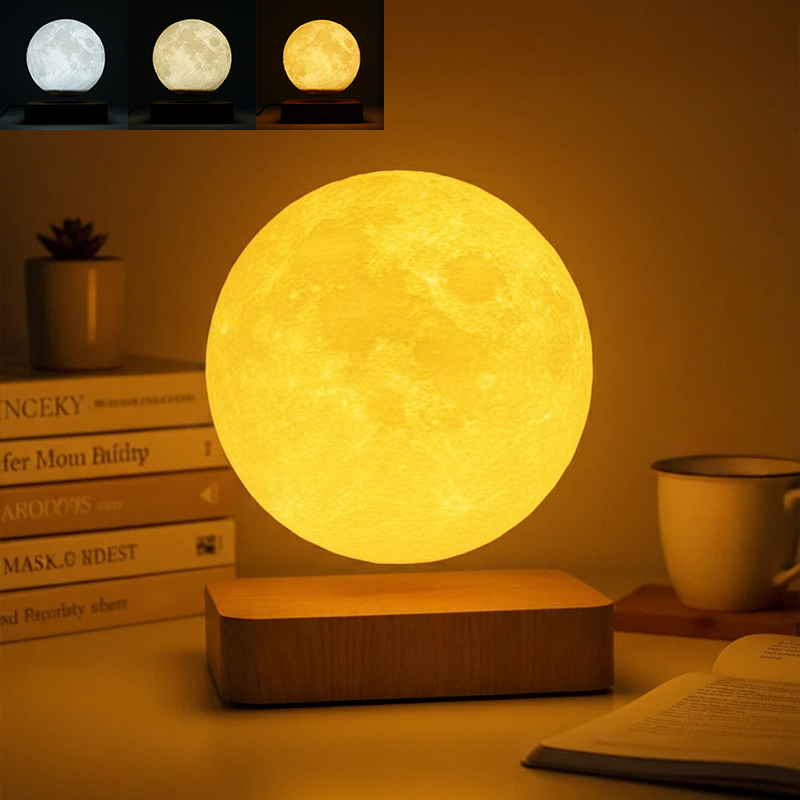 Levitating Moon Lamp 3 Colors Floating Moon Lamp Spinning 3D Printing ...