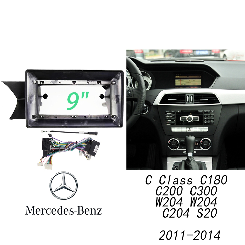 Honxun 2din stereo center panel radio frame for Benz C Class C180 C200 ...