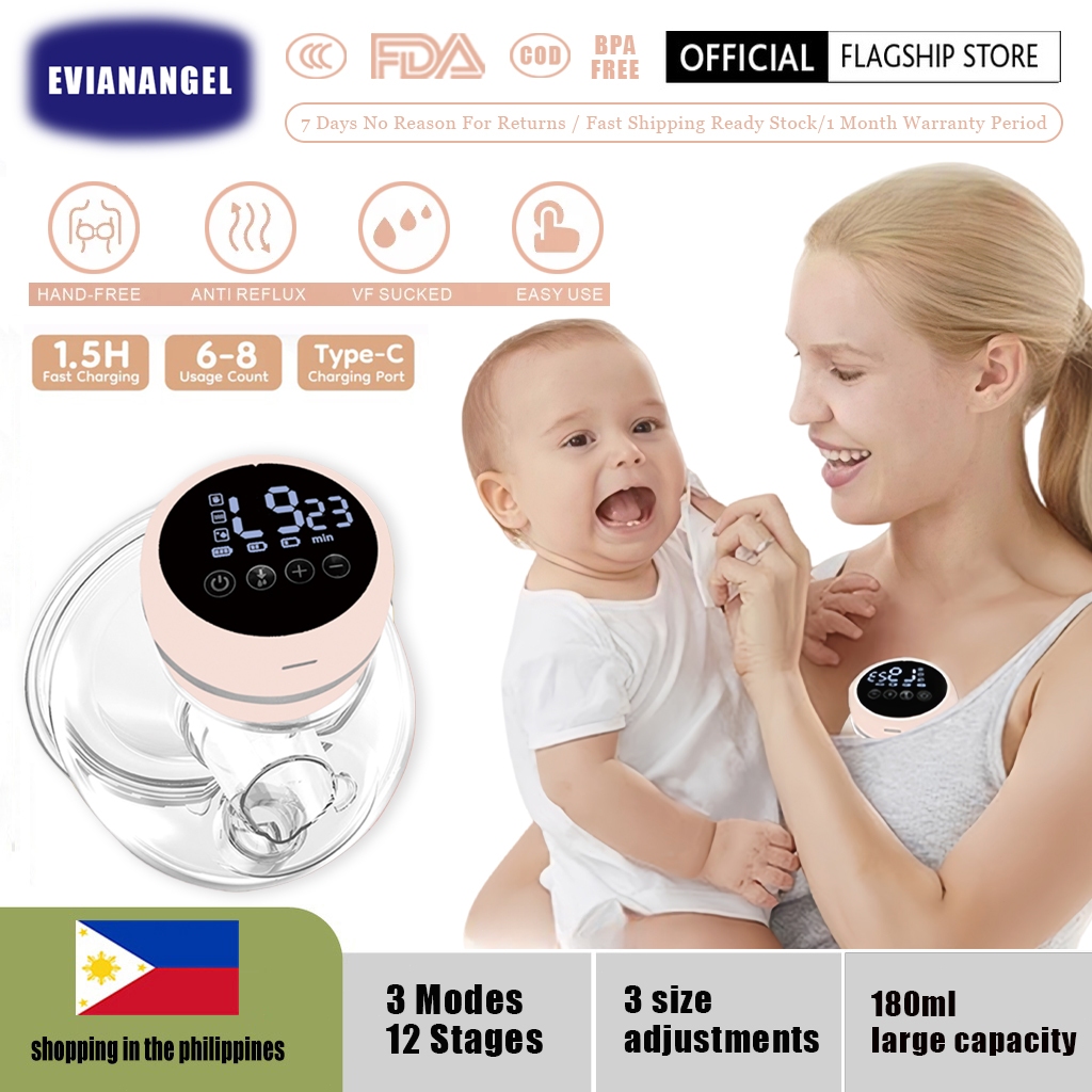 EvianAngel Breast Pump Wearable Electric Hands-Free 3 Modes 12 Levels ...