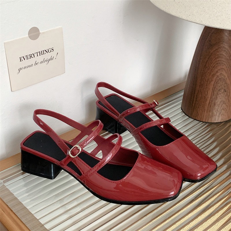 AN New Style Women’s Retro Square Toe Mary Jane Shoes – Jelly Rubber ...