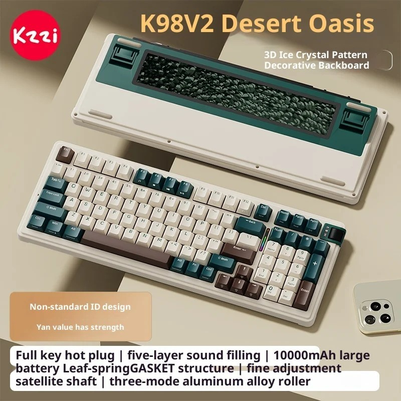 KZZI K98 V2 Mechanical Keyboard 3mode RGB with Knob South Facing Full ...
