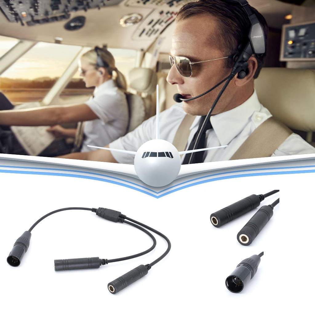Airbus XLR Headset Adapter | Converts GA Dual Plugs (3/16 & 1/4) to 5 ...