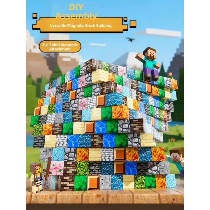 Minecraft Building Blocks Set for Kids Strong Magnetic Educational Toy ...