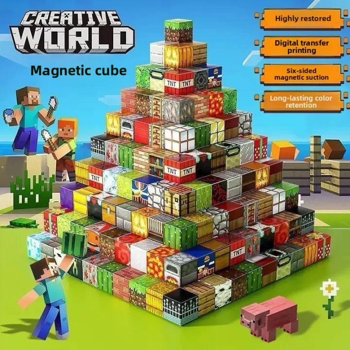 Minecraft Building Blocks Set for Kids Strong Magnetic Educational Toy ...