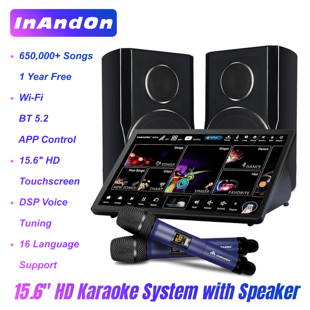inandon 15.6" 5-in-1 Karaoke System inbuilt 240W Amplifier with UHF ...