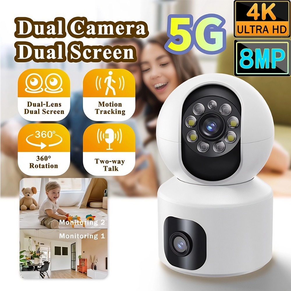 5G WiFi Dual Lens CCTV Screens 4K 8MP Wifi Camera For Home Security ...
