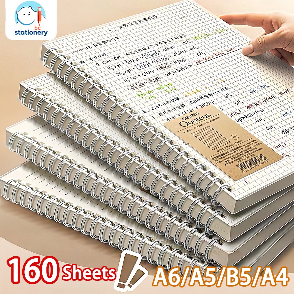 Lined/Grid/Blank Notebook A6 A5 B5 A4 Double Spring Notepad School ...