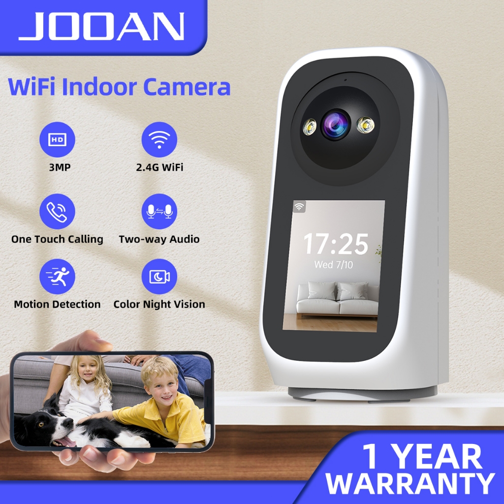 JOOAN 3MP Home Security Wi-Fi CCTV Camera With Display Screen,Color ...