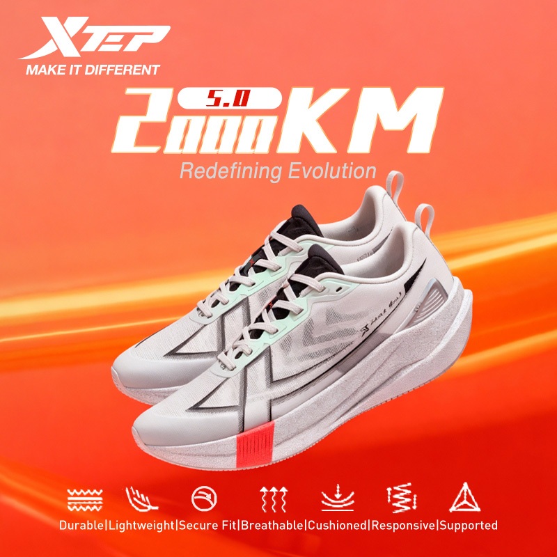 【New Launch】Xtep 2000KM 5.0 Men Running Shoes Cushioning Rebound Shock ...