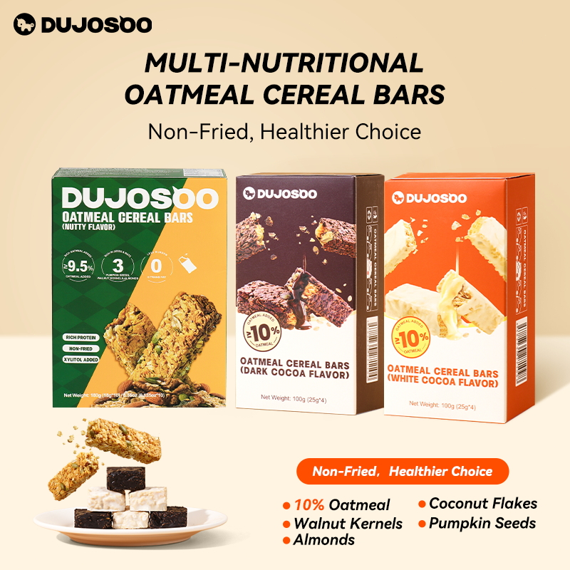 DUJOSOO Oatmeal Cereal Bars （Dark Chocolate, White Chocolate Flavors ...