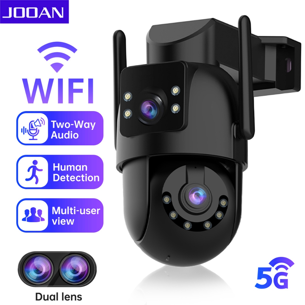 JOOAN Waterproof CCTV Camera 4K WiFi Outdoor Dual Lens Dual Screen HD ...