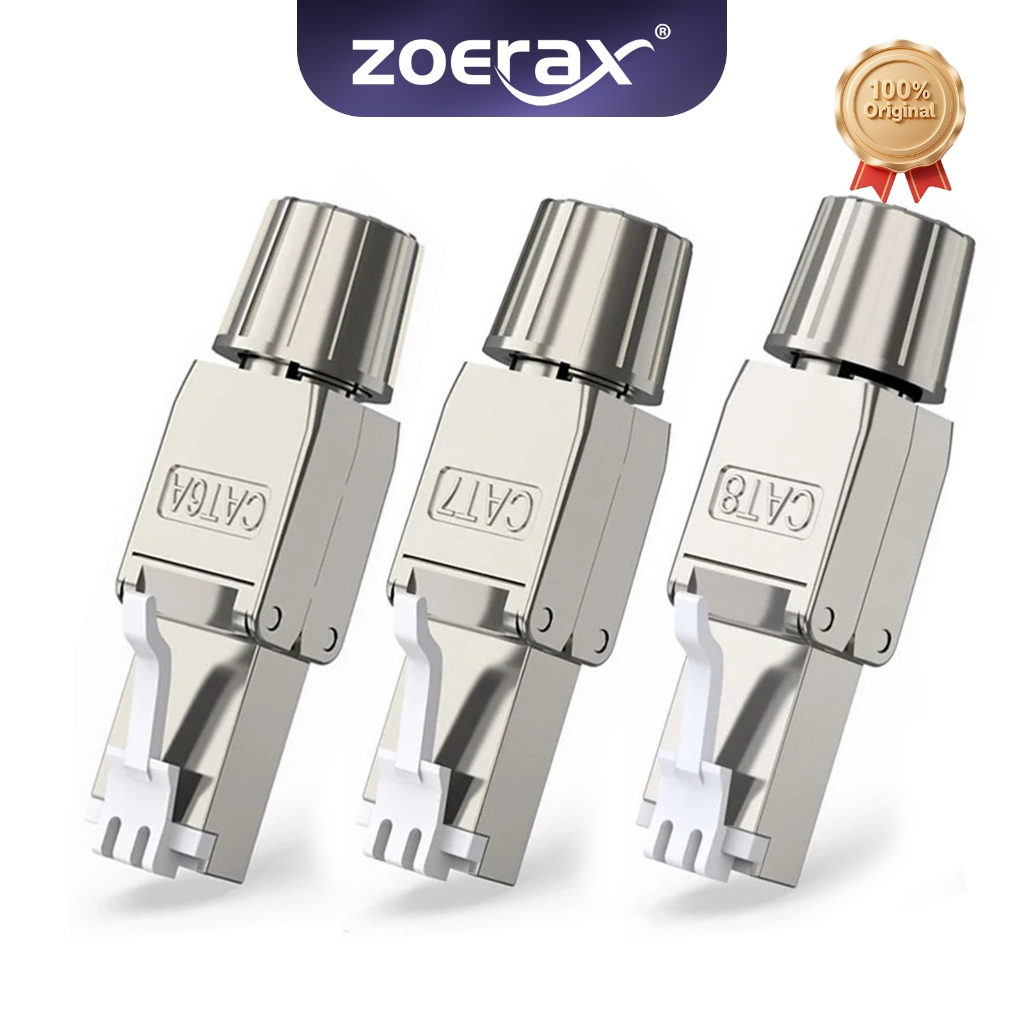 ZoeRax 2PCS RJ45 Cat8 Cat7 Cat6A Connectors Tool-Free Reusable Ethernet ...
