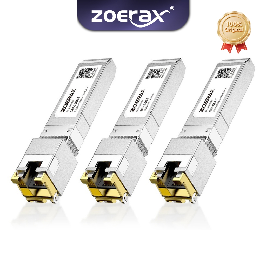 ZOERAX Ethernet 10G/2.5/1.25G GBASE-T SFP+ to RJ45 CAT.6a Transceiver ...