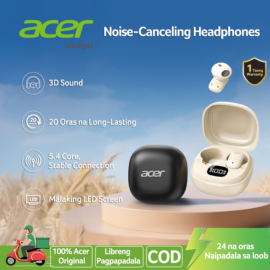Acer Wireless Earphones 3D Wireless Stereo Mini In-Ear Noise-Canceling ...