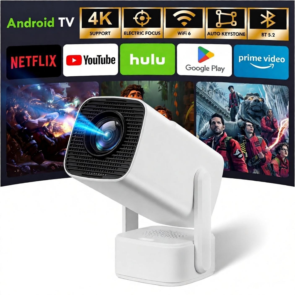 YJMOYE New Mini Projector, Portable 1080P 4K 350ansi Lumens Android 13. ...