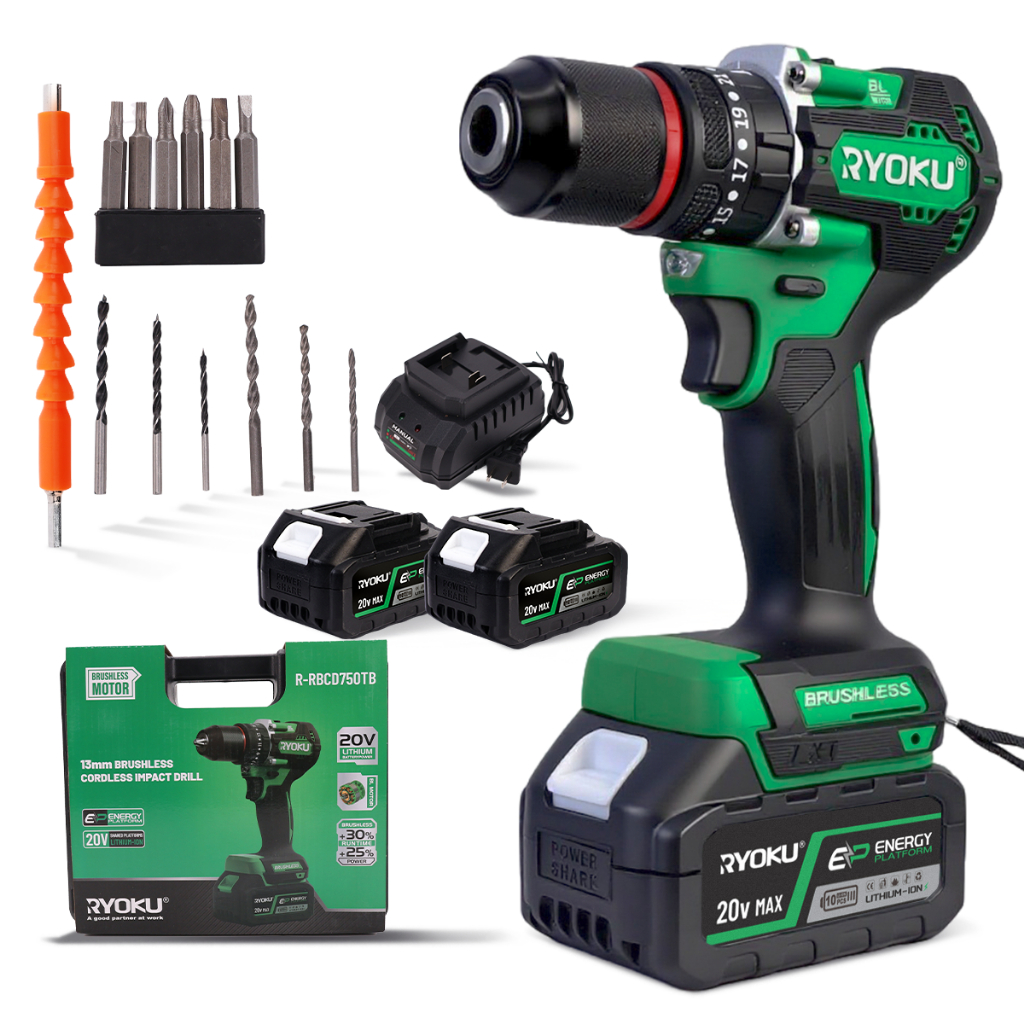 RYOKU Original 13MM Cordless Impacrt Drill Professional Brushless drill ...