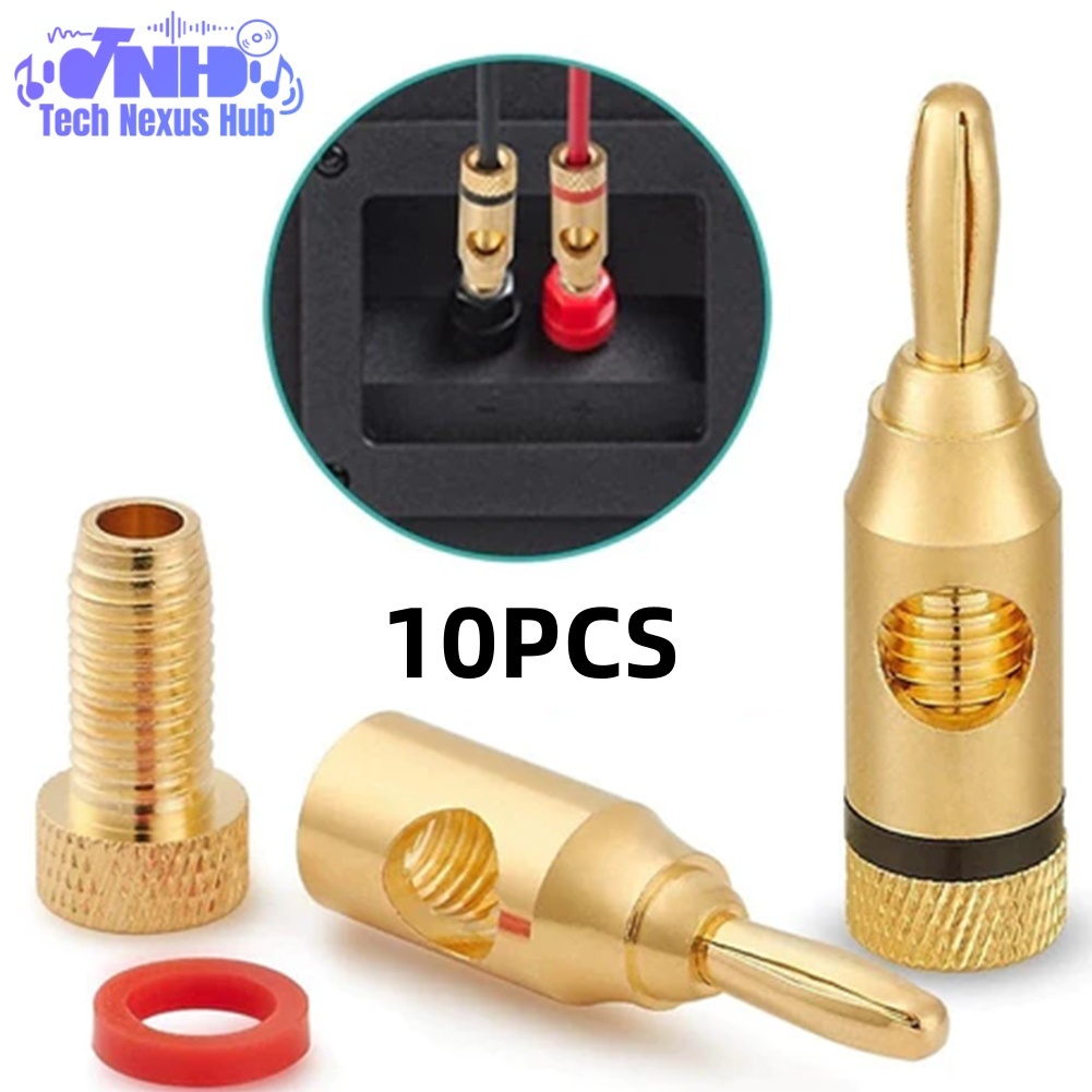 10Pcs Gold Plated Banana Plugs for Speaker Wire Audio Components Cable ...