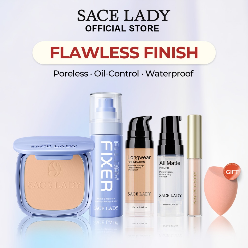 SACE LADY Face Makeup Set 6pcs Powder&Primer&Liquid Foundation&Setting ...